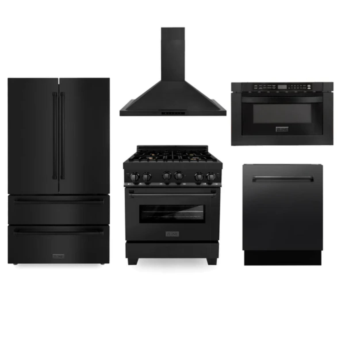 ZLINE 5-Piece Kitchen Appliance Packages with Black Stainless Steel Ga ...